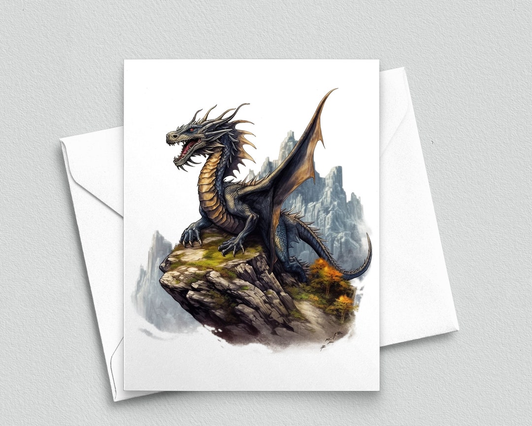 Majestic Guardian : Striking Black Dragon Note Cards - A2 Note Cards ...