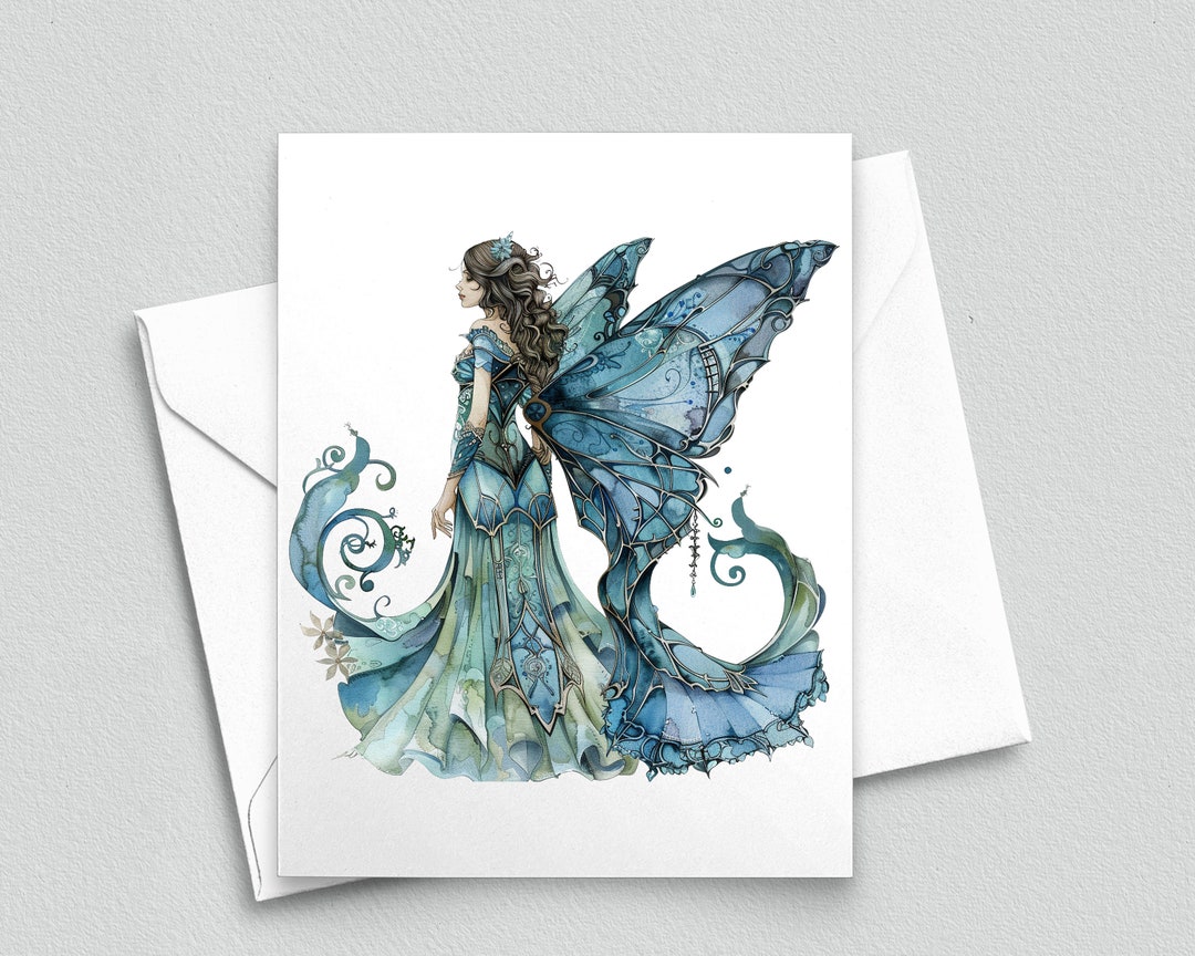Enchanted Art Nouveau Fairy - Fantasy Note Card - A2 Blank Note Cards ...
