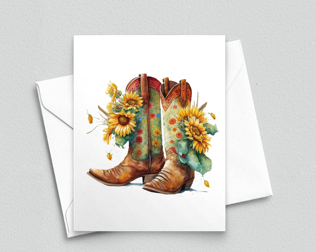 Western Whimsy: Sunflower Stomp Note Card - A2 Note Cards 134 - Etsy