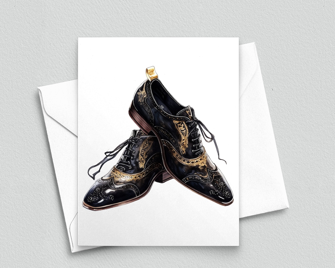Customizable Elegance at Every Step: Gentleman's Fancy Shoes Note Card ...