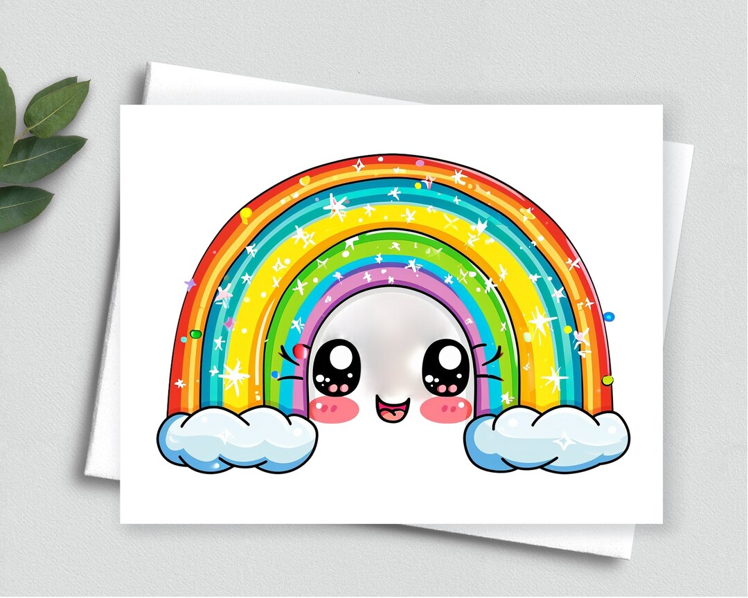 Sparkling Rainbow Wishes: Kawaii Note Cards - A2 Note Cards 194 - Etsy