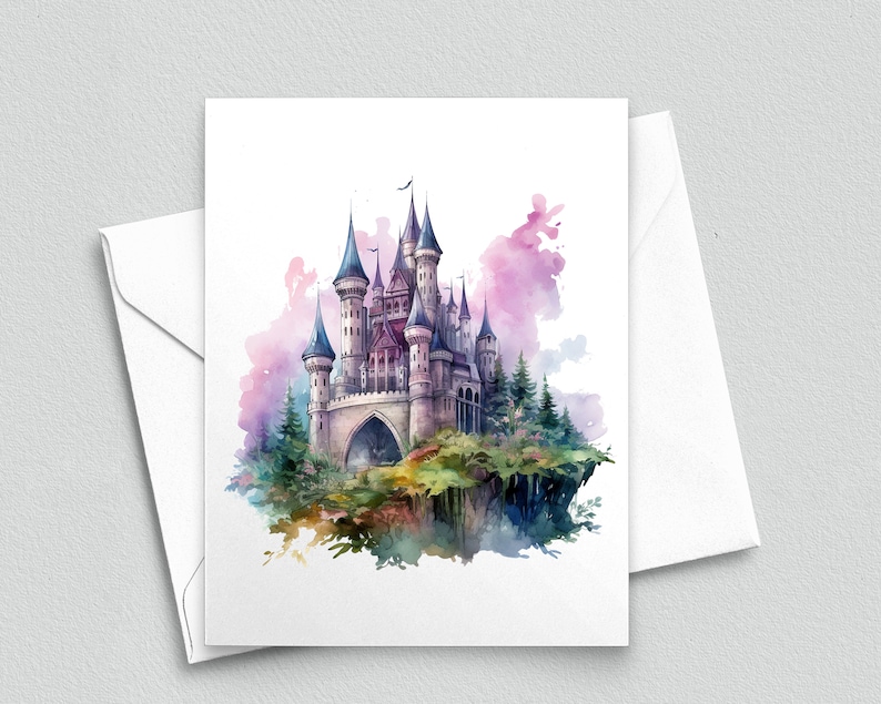 Enchanted Kingdom: Fantasy Castle Note Card - A2 Blank Note Cards 296 ...