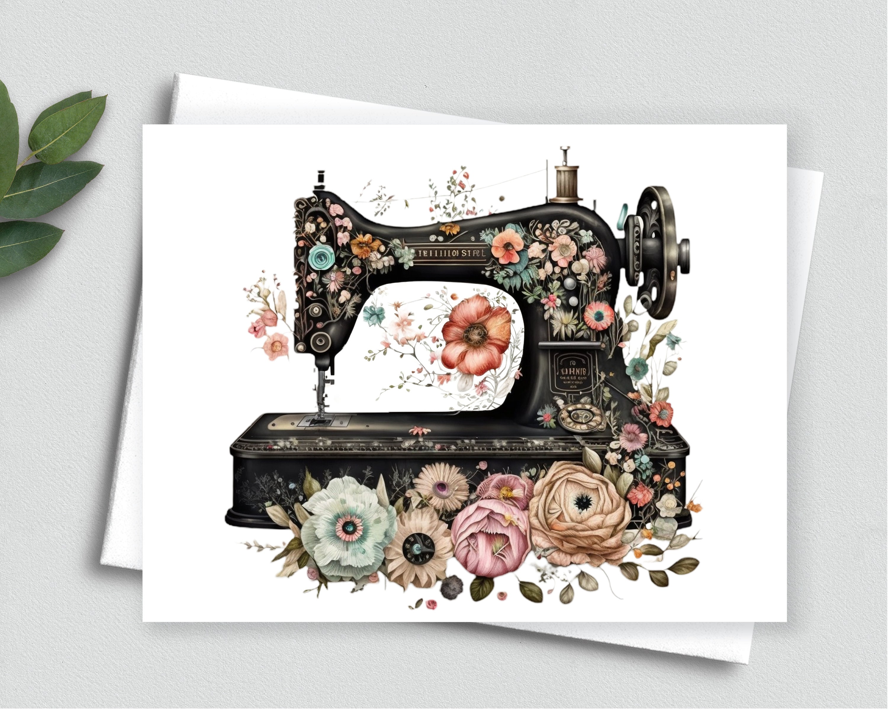 Customizable Vintage Sewing Serenade : Vintage Black Sewing Machine ...