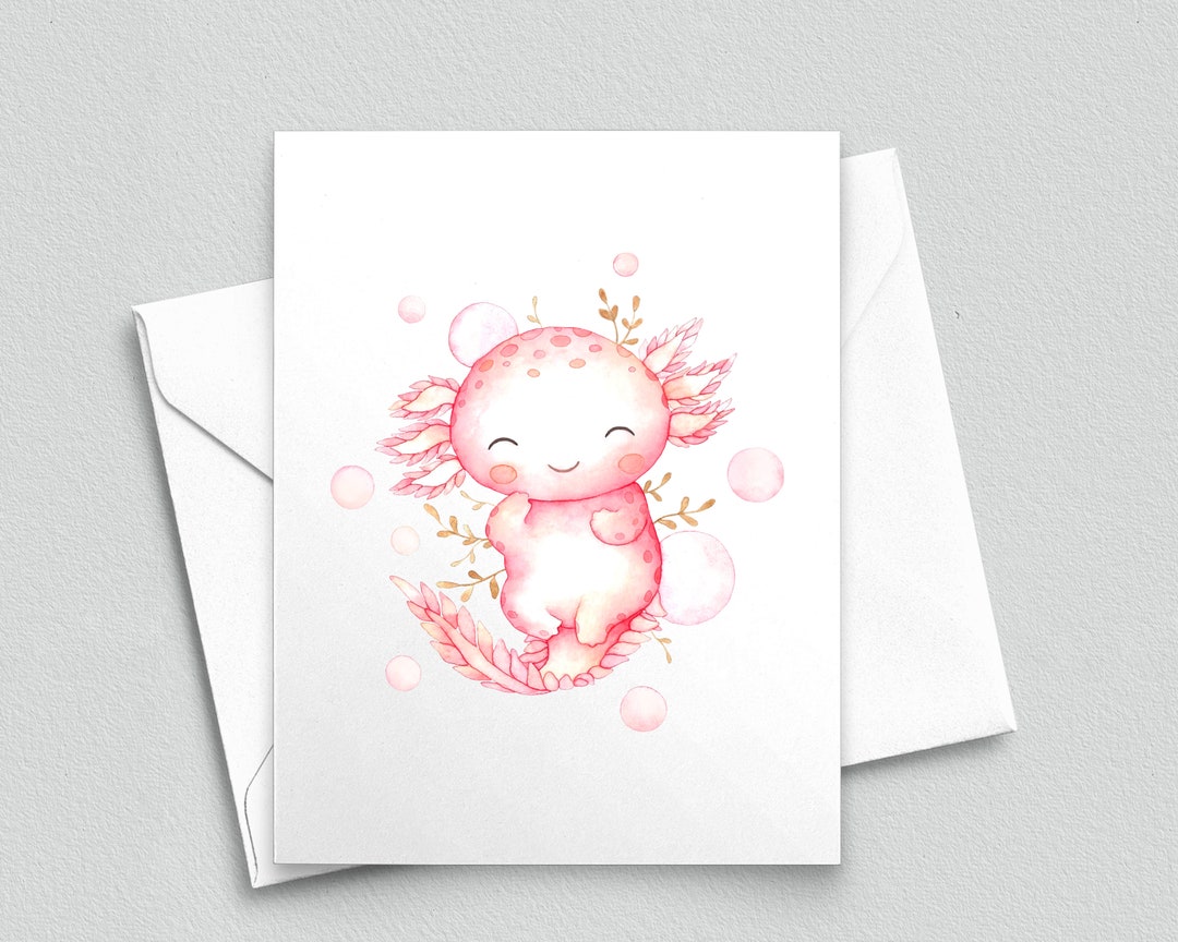 Bubblegum Bliss: Pink Axolotl Note Cards - A2 Note Cards 244 - Etsy