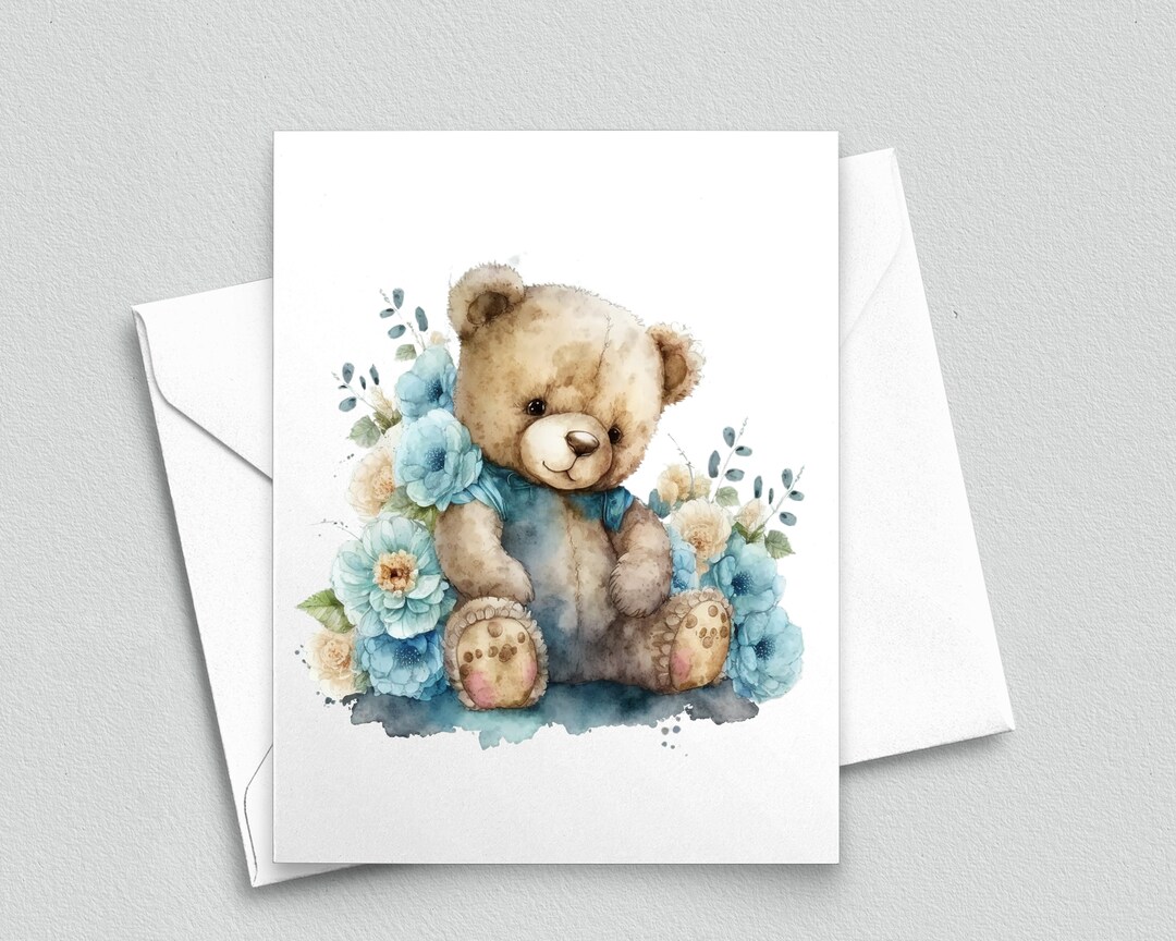 Teddy Bear Hugs - Floral Bear Note Card - A2 Blank Note Cards 367 - Etsy