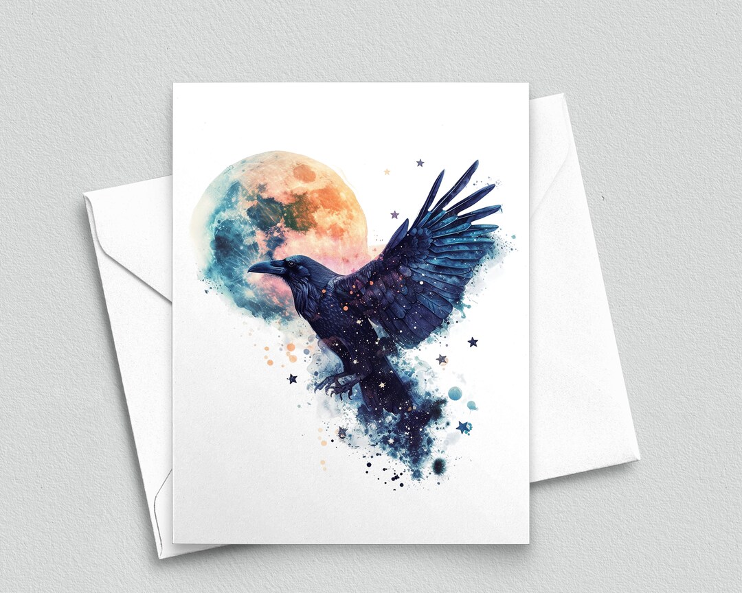 Midnight Messenger: Raven Flight Note Cards - A2 Blank Note Cards 266 ...