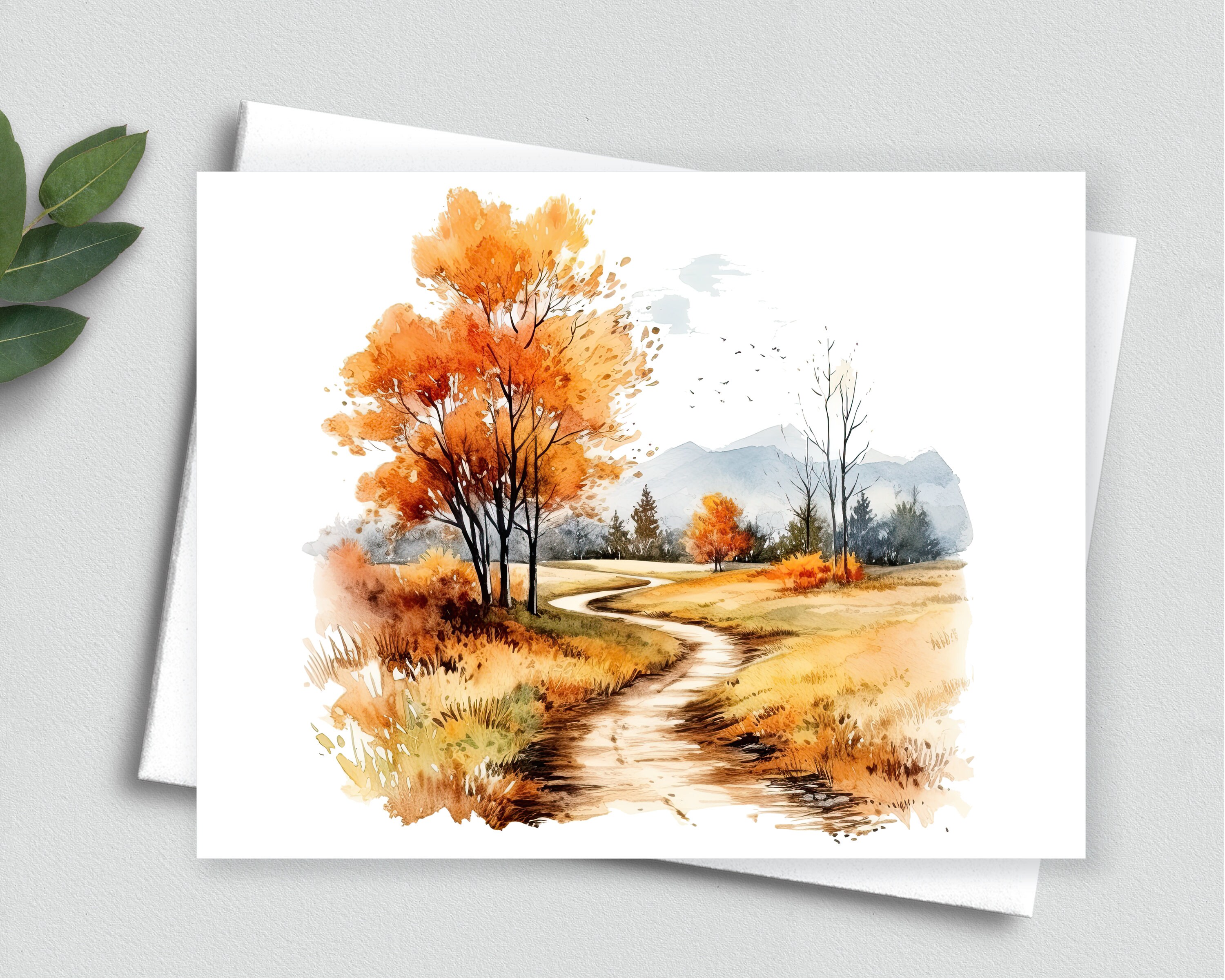 Customizable Autumn Pathway : Fall Landscape Note Cards - A2 Blank Note ...