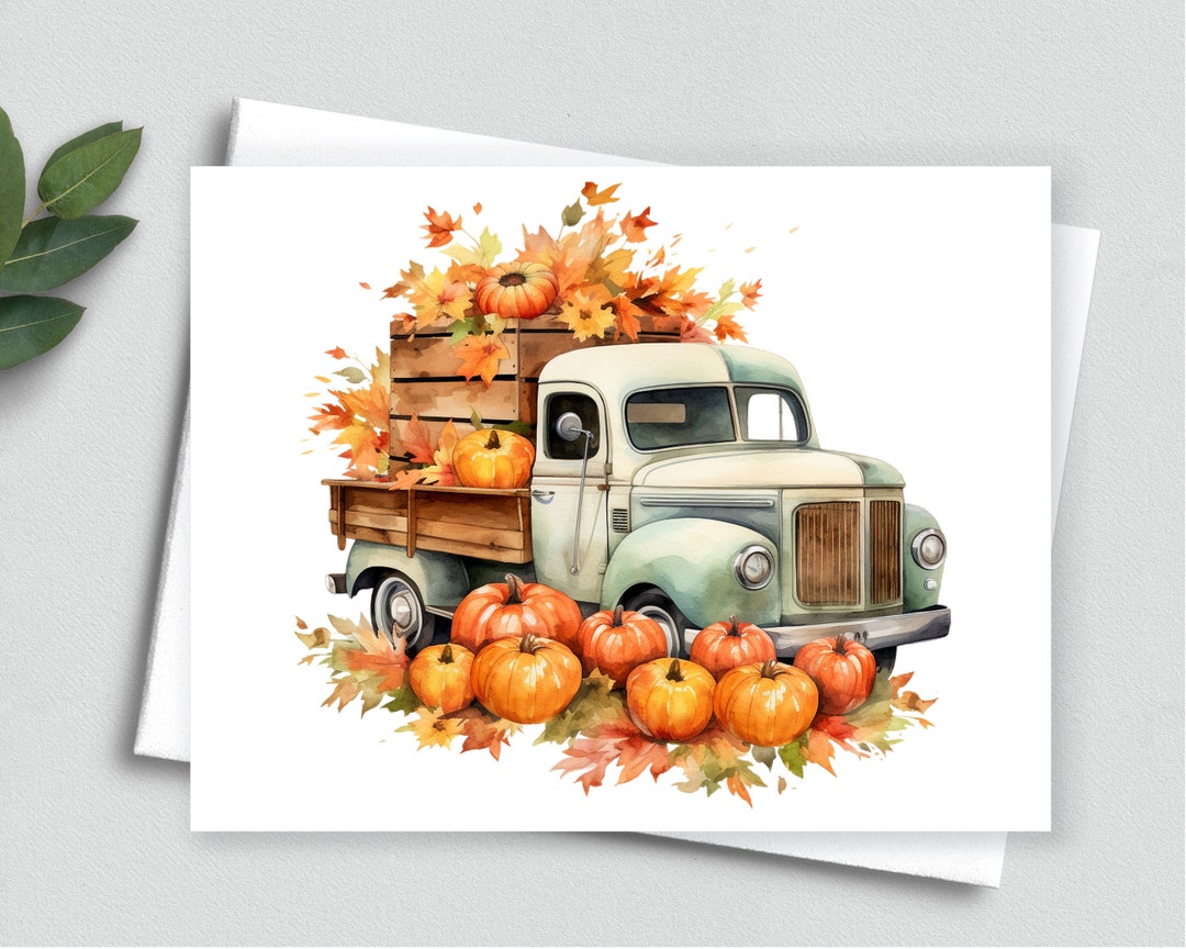 Harvest Truck Delight : Vintage Pickup Truck Note Cards - A2 Blank Note ...