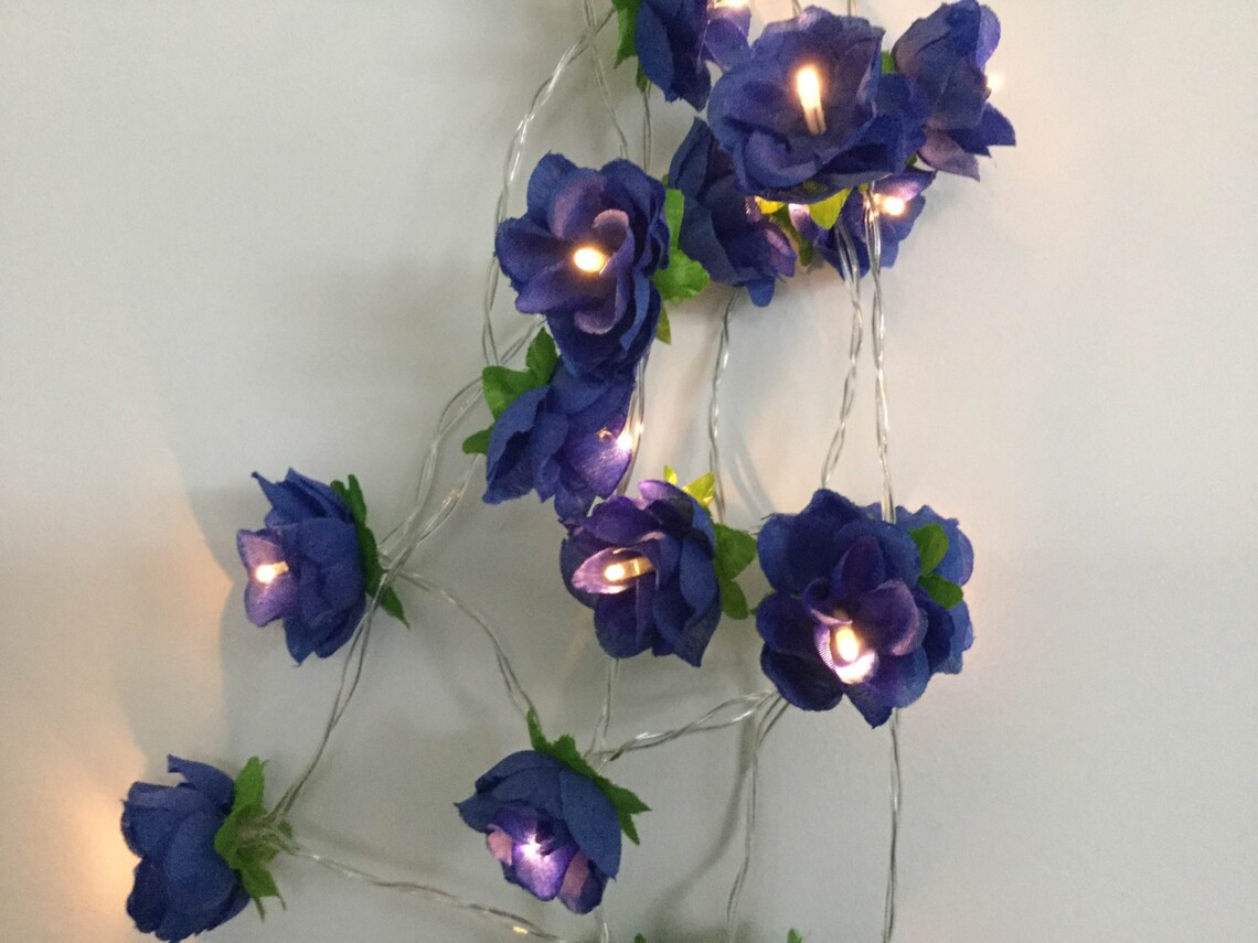 Royal blue rose fairy lights Flower string lights Rose | Etsy