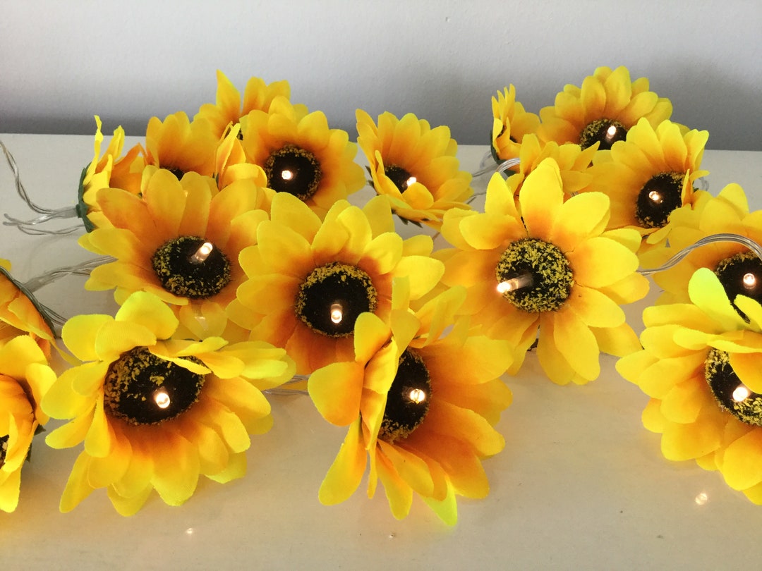 Sunflower Fairy Led Lights, Yellow Sunflower Lights String Garland ...