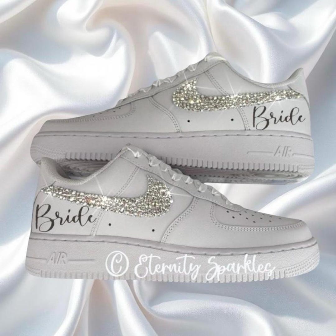 Custom Air Force 1 AF1 White Crystal Sparkle Bling Ladies Trainers ...