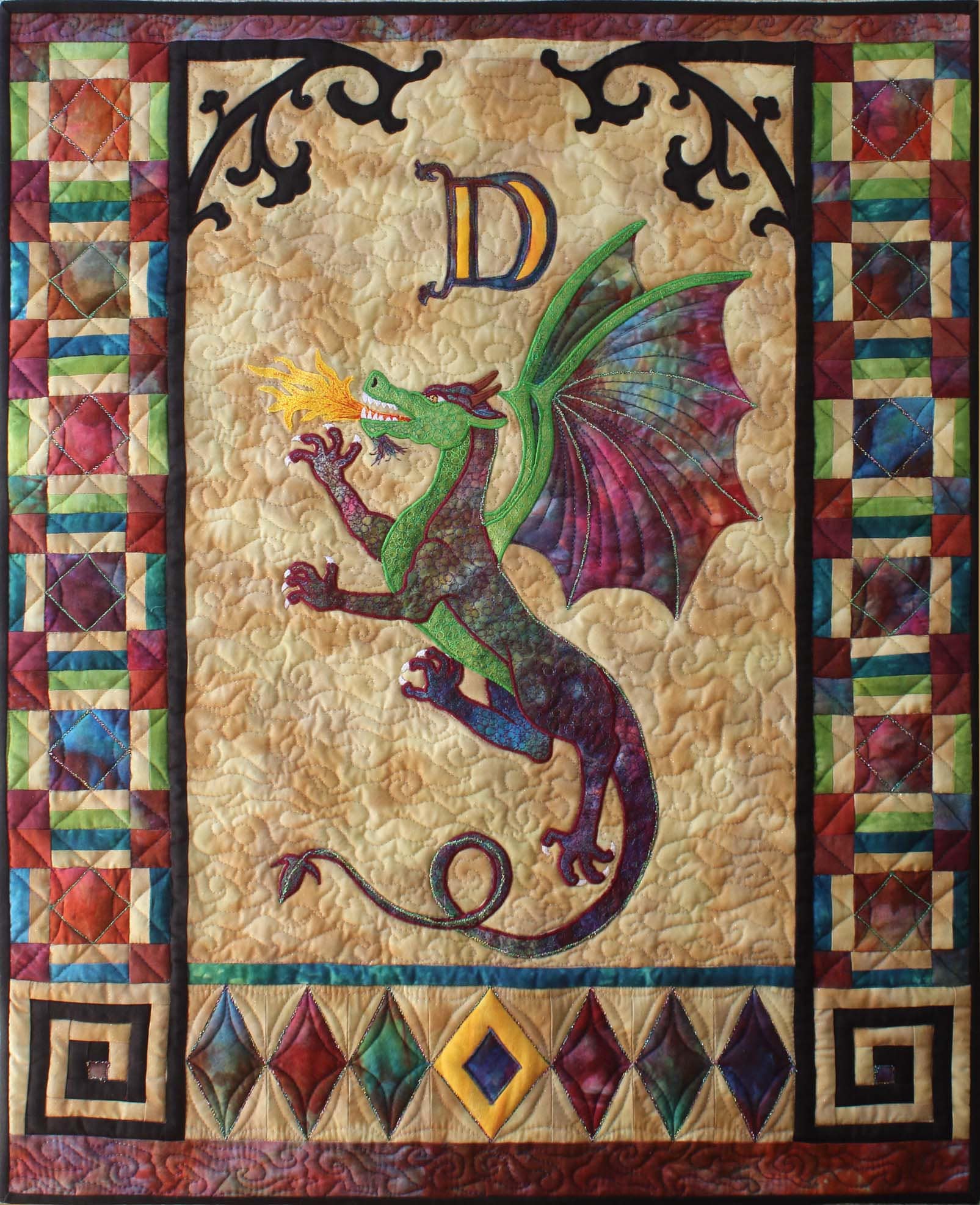 Dragon Wall Art Quilt Pattern, A Winged Medieval Inspired Specimen ...