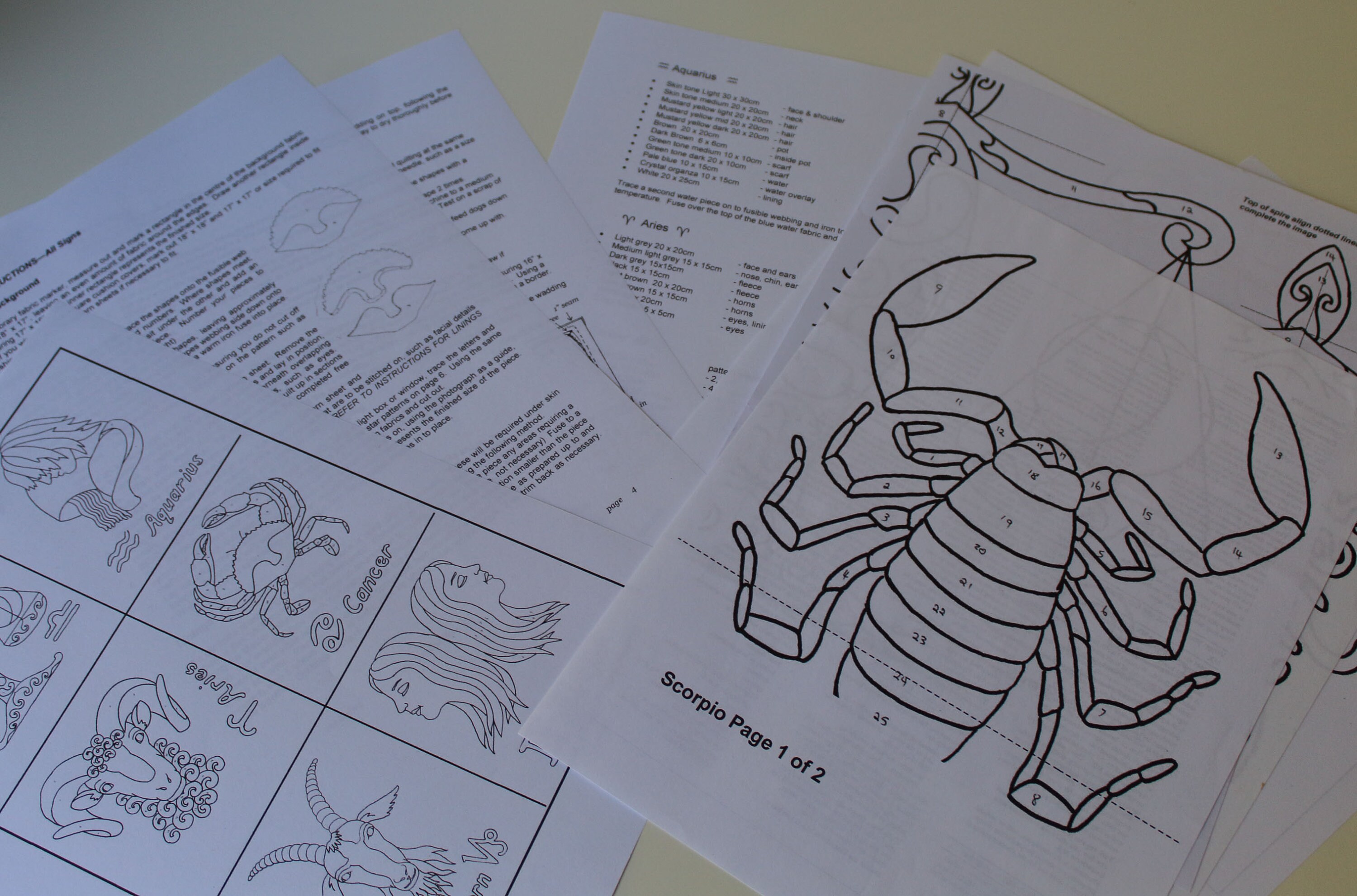 Zodiac Art Quilt Pattern, One Large Quilt or Individual Wall Hangings ...