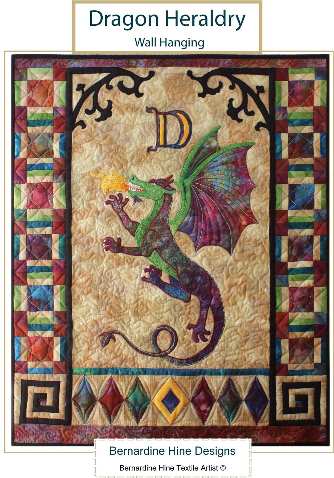 Dragon Wall Art Quilt Pattern, A Winged Medieval Inspired Specimen ...