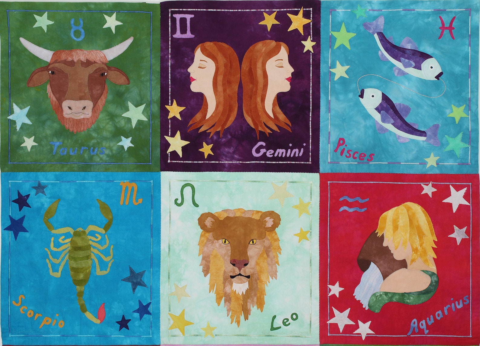 Zodiac Art Quilt Pattern, One Large Quilt or Individual Wall Hangings ...