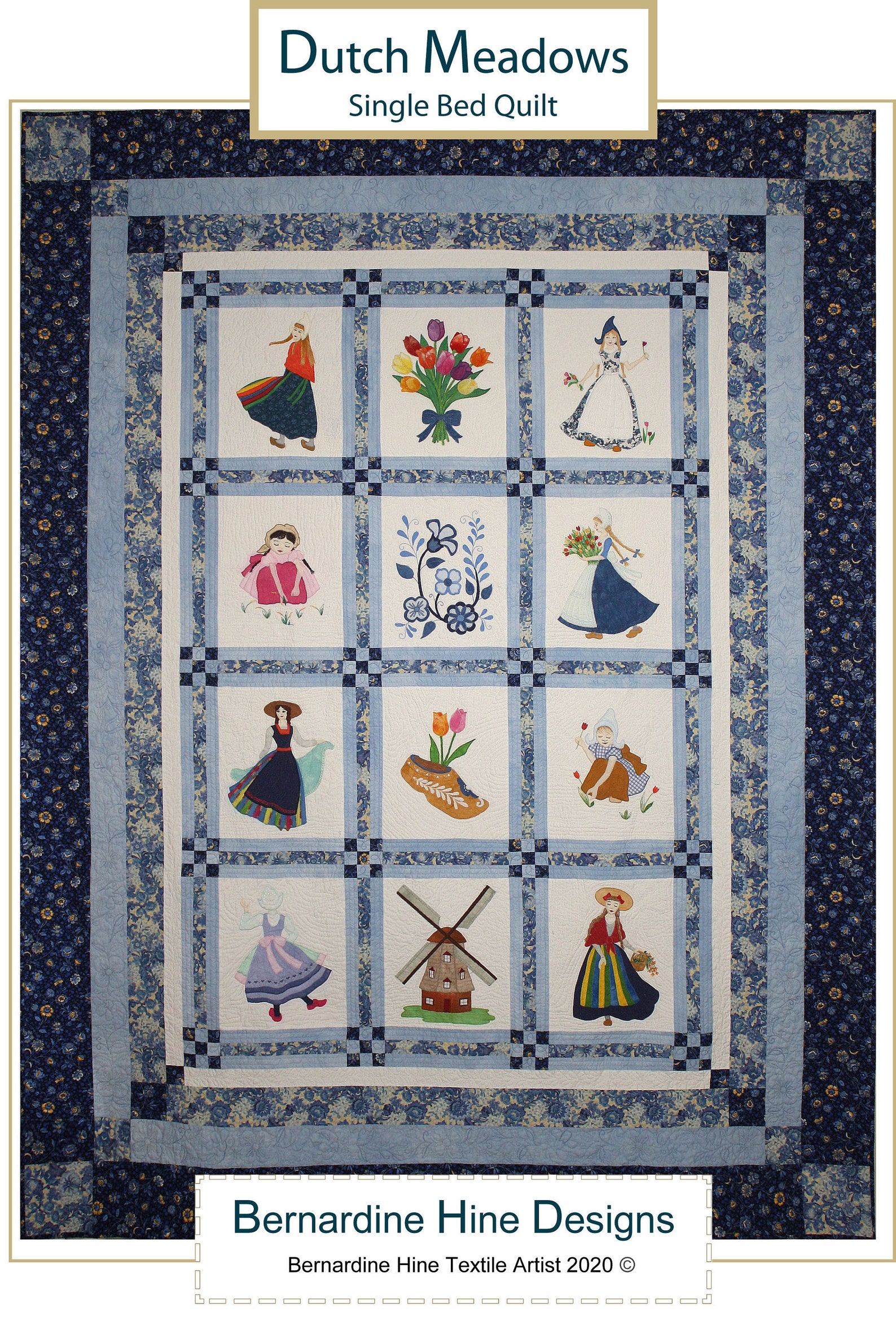 Dutch Applique or Embroidered Quilt Pattern With Tulips - Etsy