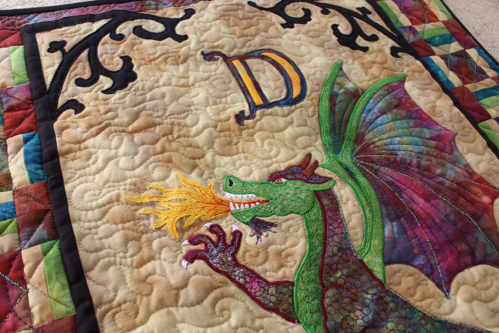 Dragon Wall Art Quilt Pattern A Winged Medieval Inspired - Etsy