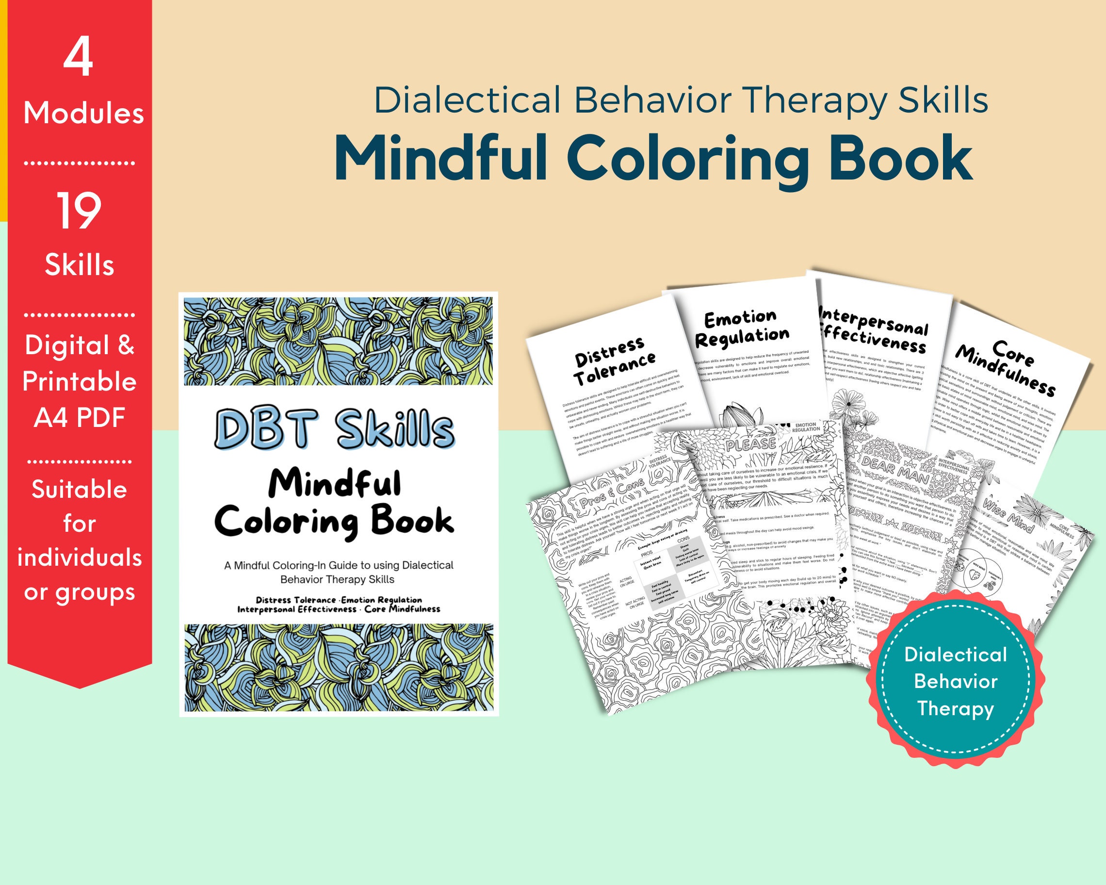 DBT Coloring Book Mindfulness & Dialectical Behavior Therapy - Etsy UK