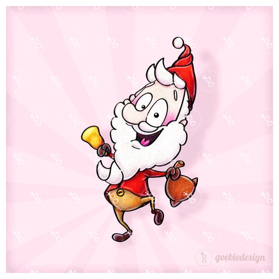 Digi stamp santa claus with small bag | Etsy