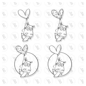 Digi Stamp Set flying Hippo V5 - Etsy