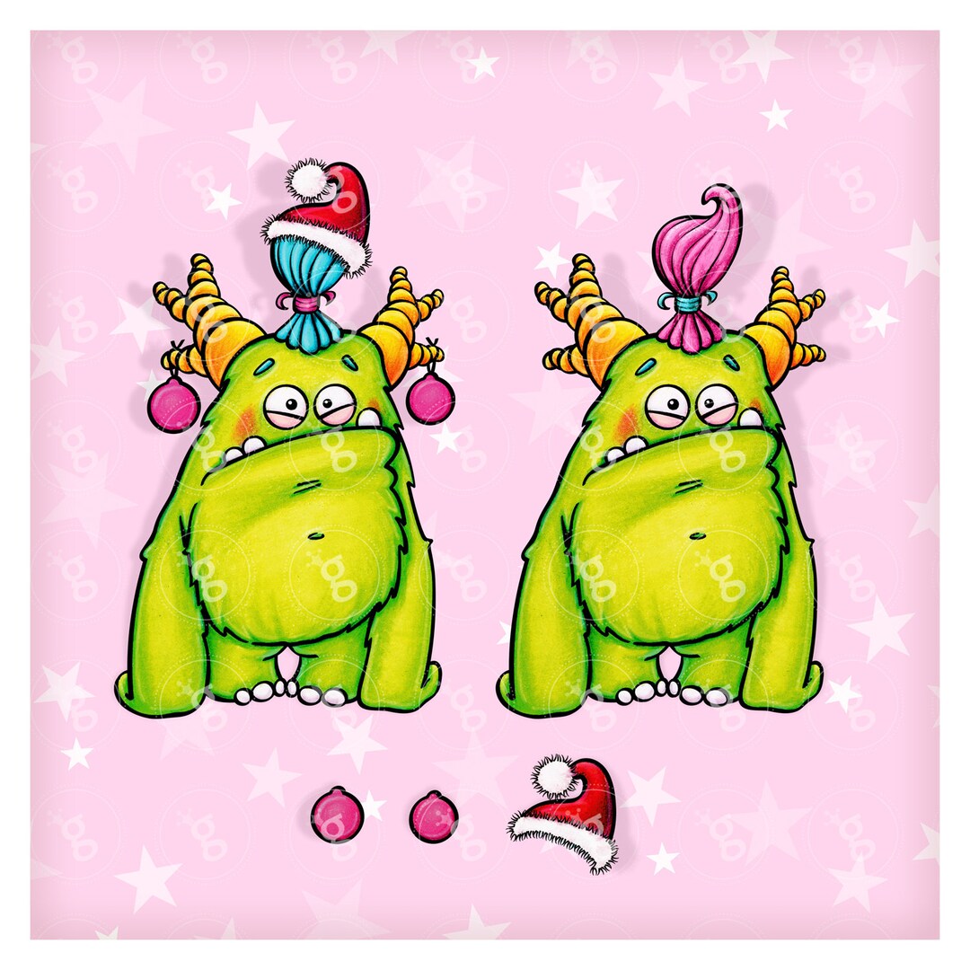 Digi Stamp Set christmas Monster With Plain - Etsy
