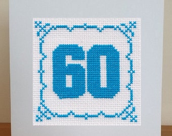 60th Birthday Cross Stitch - Etsy UK