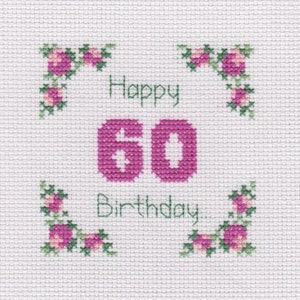 60th Birthday Card - Cross Stitch Kit - Etsy