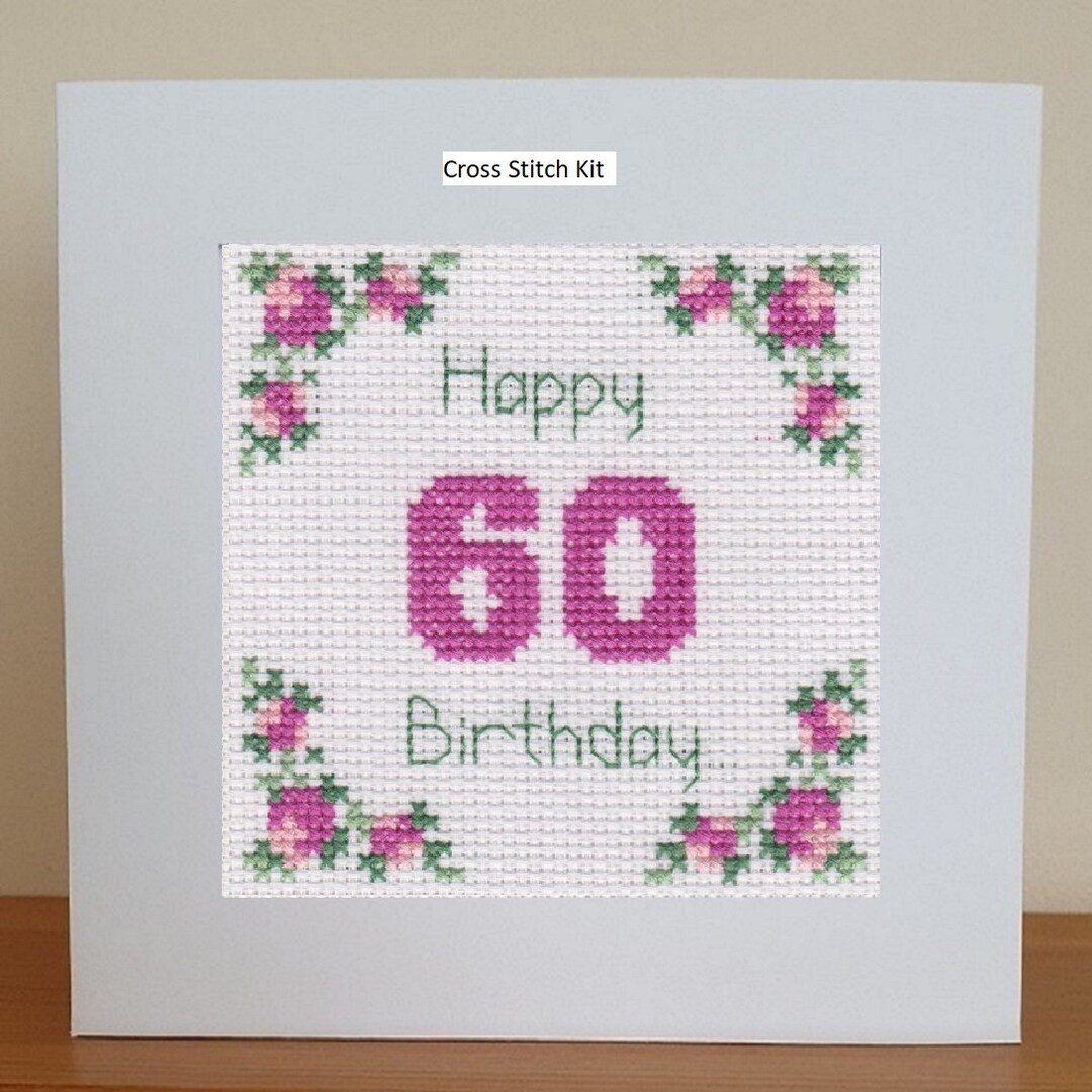 60th Birthday Card - Cross Stitch Kit - Etsy