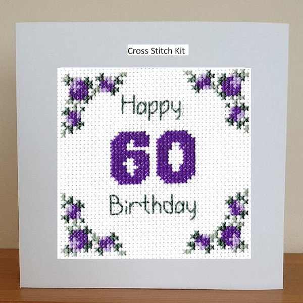 60th Birthday Cross Stitch - Etsy UK
