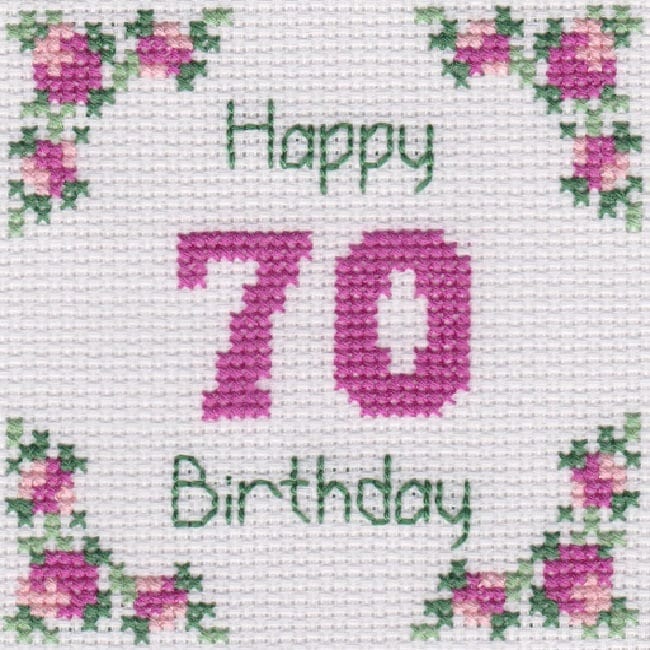 70th Birthday Card - Cross Stitch Kit - Etsy UK