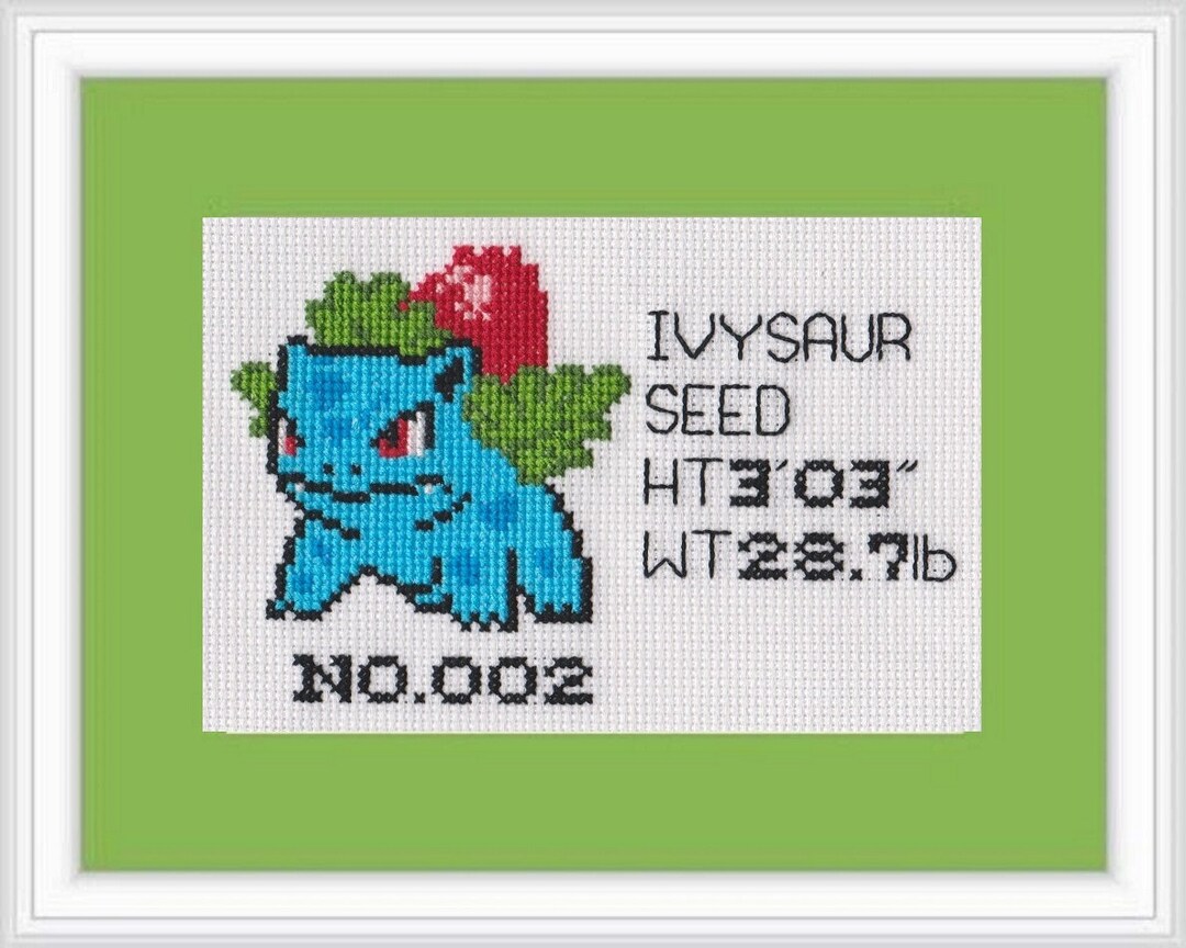 Kit Punto de Cruz Pokemon Ivysaur Pokedex - Etsy España