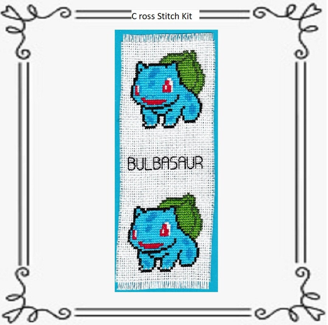 Cross Stitch Bookmark Kit Pokemon Bulbasaur - Etsy