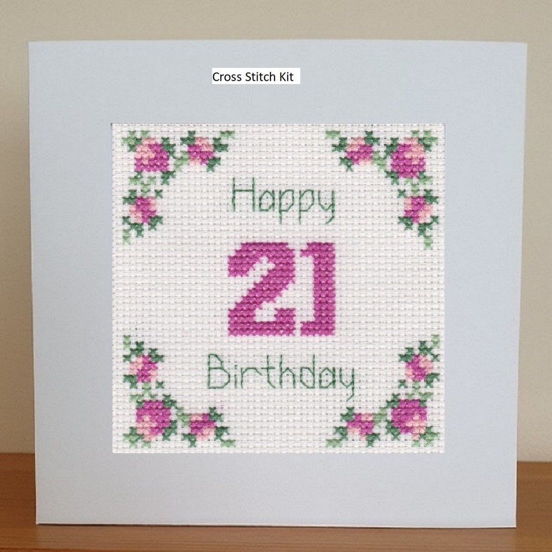 21st Birthday Card Cross Stitch Kit - Etsy