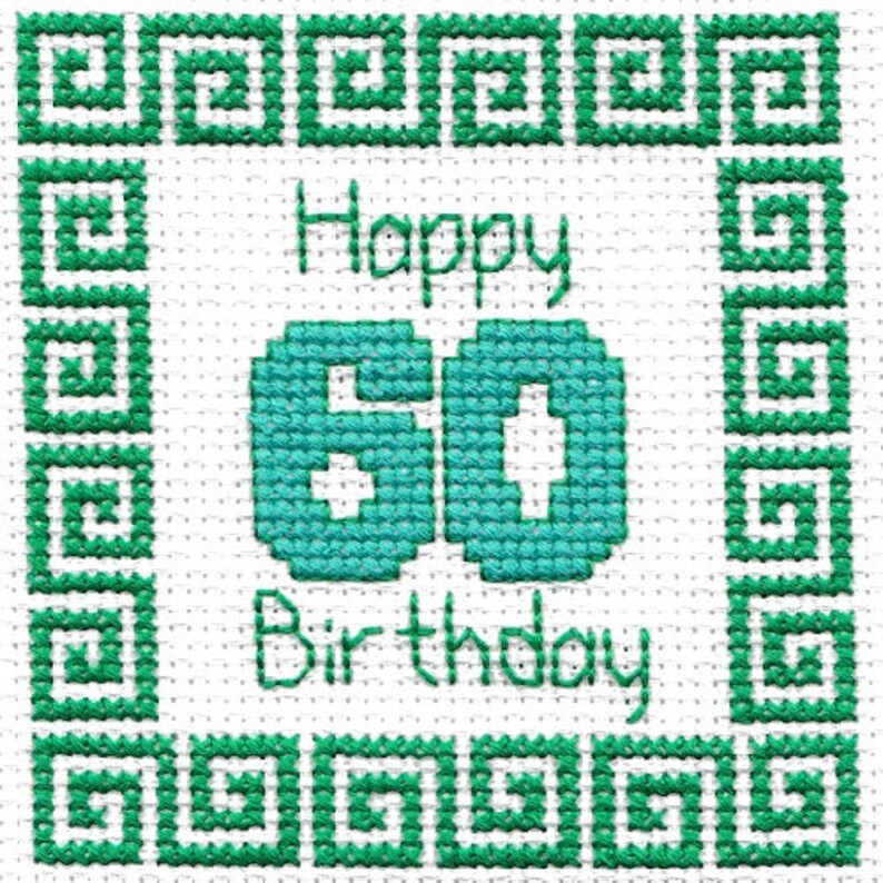 60th Birthday Card Cross Stitch Kit - Etsy UK