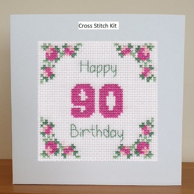 90th Birthday Card Cross Stitch Kit - Etsy UK