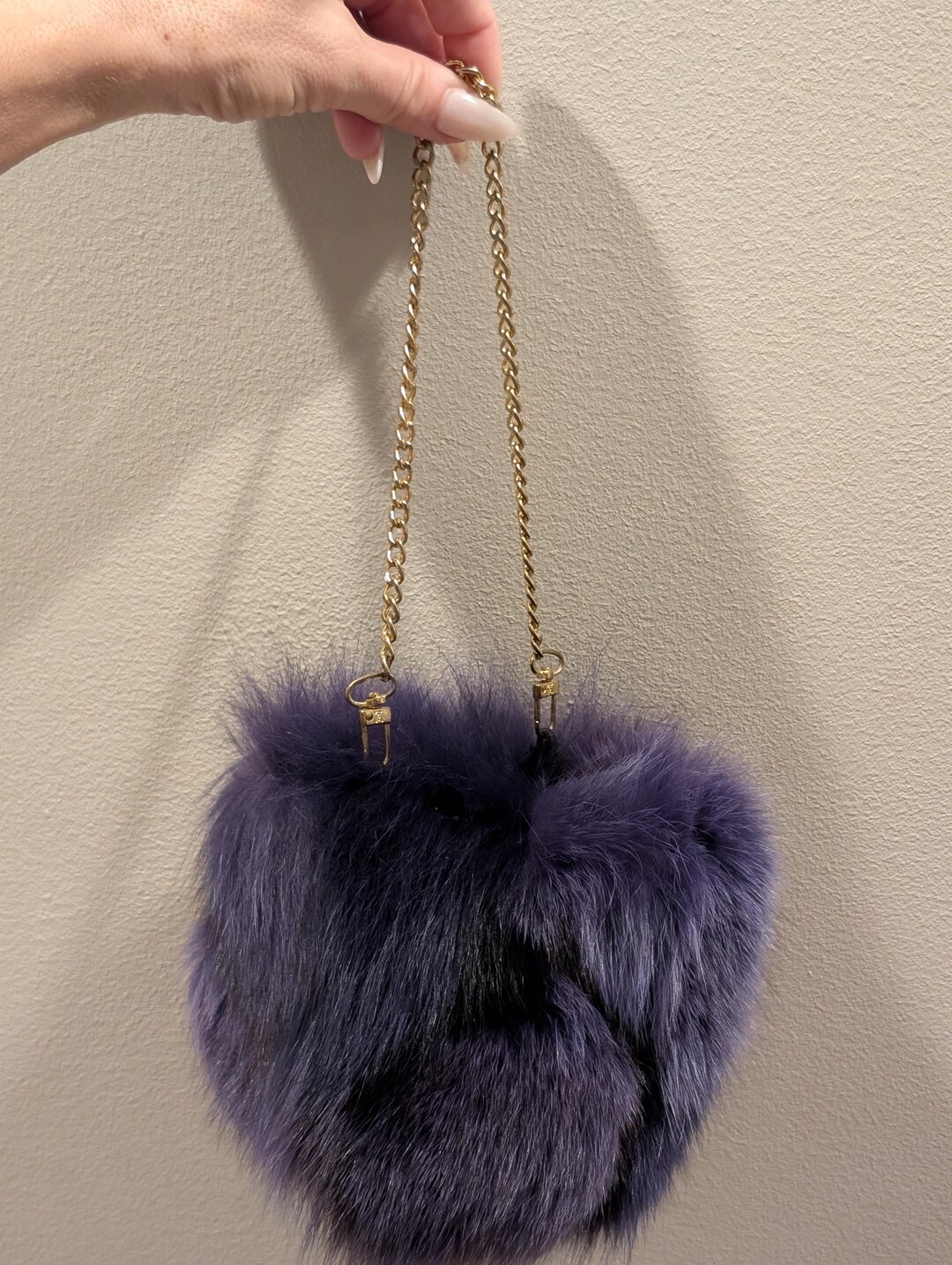 Gorgeous Purple Fox Fur Purse With Gold Chain - Etsy