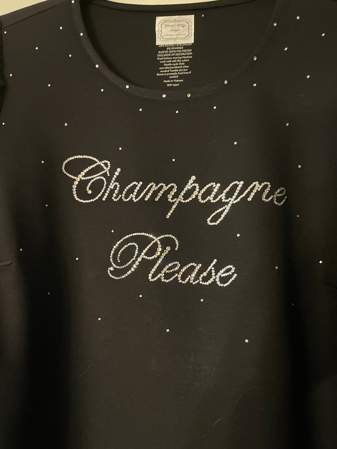 Champagne Please Custom Crystal Designed Tee, Party Time - Etsy