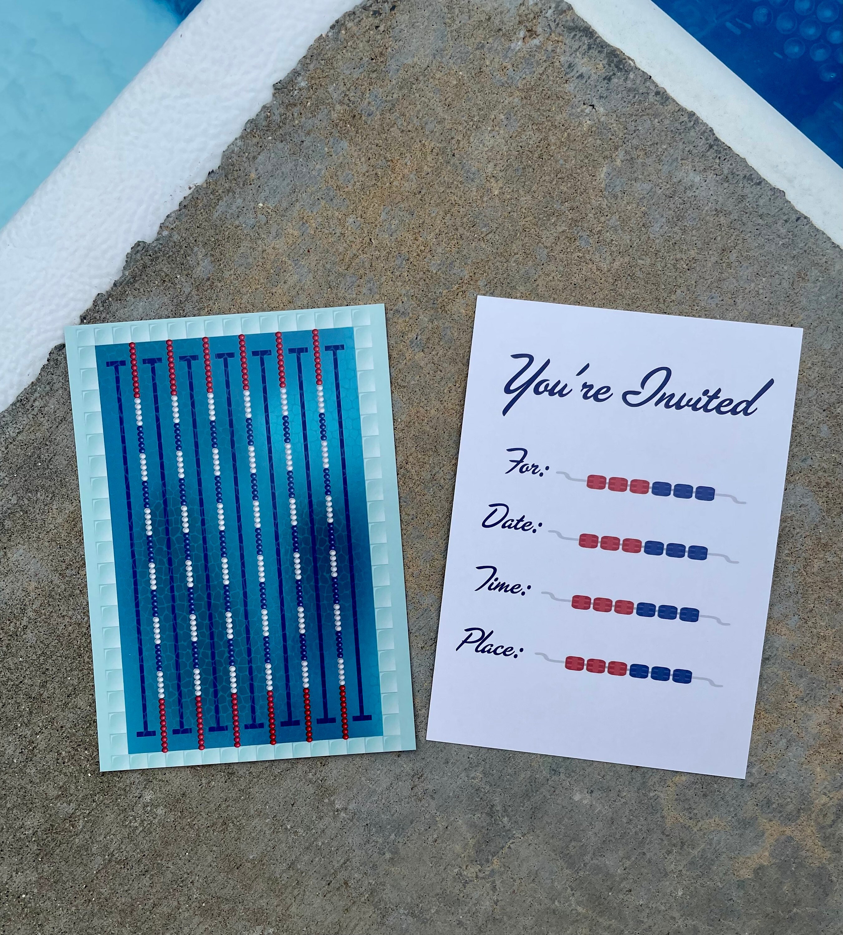 10 Swim Themed Party Invitations, Lane Line Theme, Swimmer, Swim Team ...