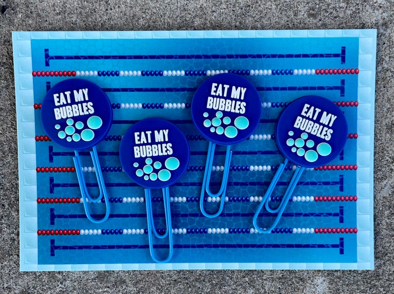FOUR Swim PAPER CLIPS Eat My Bubbles Swim Gift Swimmer - Etsy