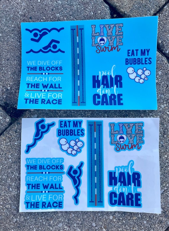 ONE 4x6 Sheet With 7 Swim Themed Stickers on It Lane Line | Etsy