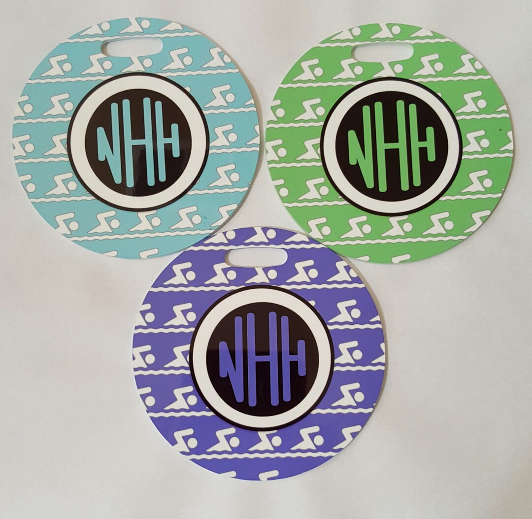 Swim Bag Tag, Swim Monogram Luggage Tag, Sport Bag Tag, Swim Team Bag ...