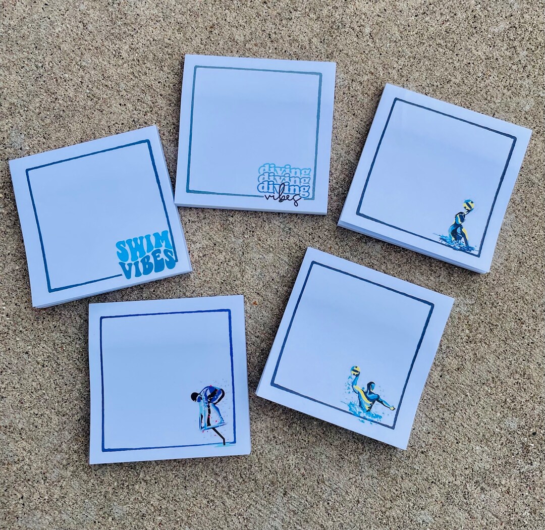 STICKY NOTES 3”, Swim Sticky Notes, Water Polo Stickers Cut Notes ...
