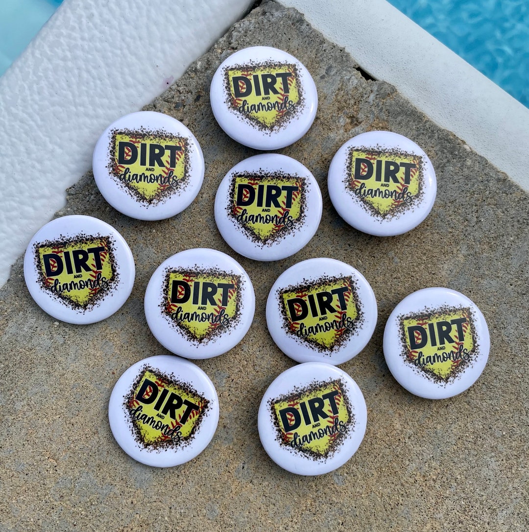10 Softball BUTTONS, Dirt and Diamonds, Softball Gift, Softball Team ...