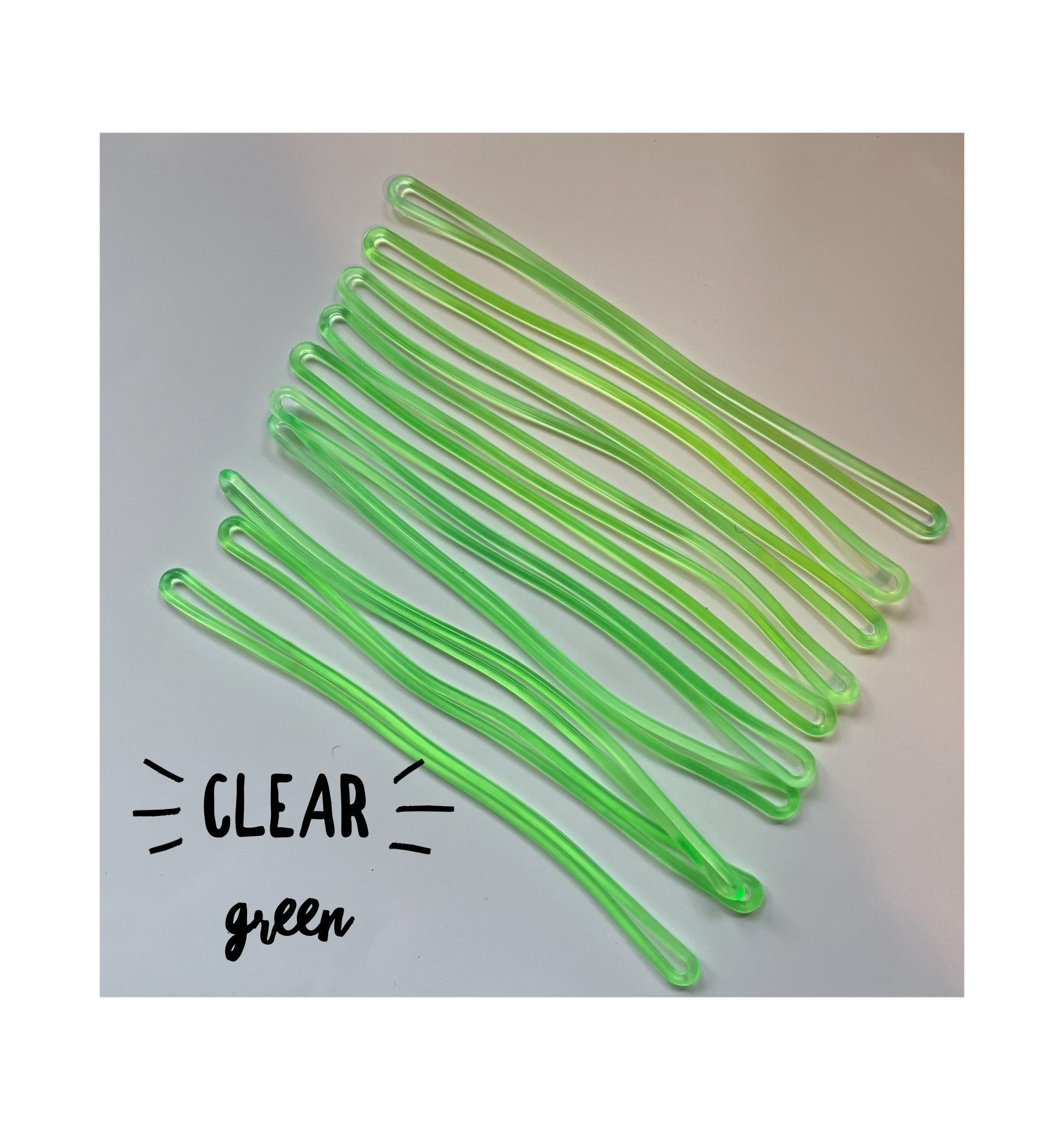 Clear GREEN Luggage Loop Tag Strap, Rubber Connector for Luggage Tags ...