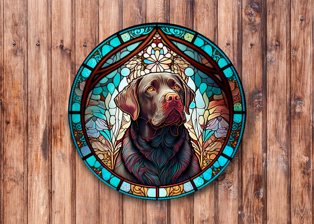 Faux Stained Glass Chocolate Labrador Retriever Wreath Sign - Etsy