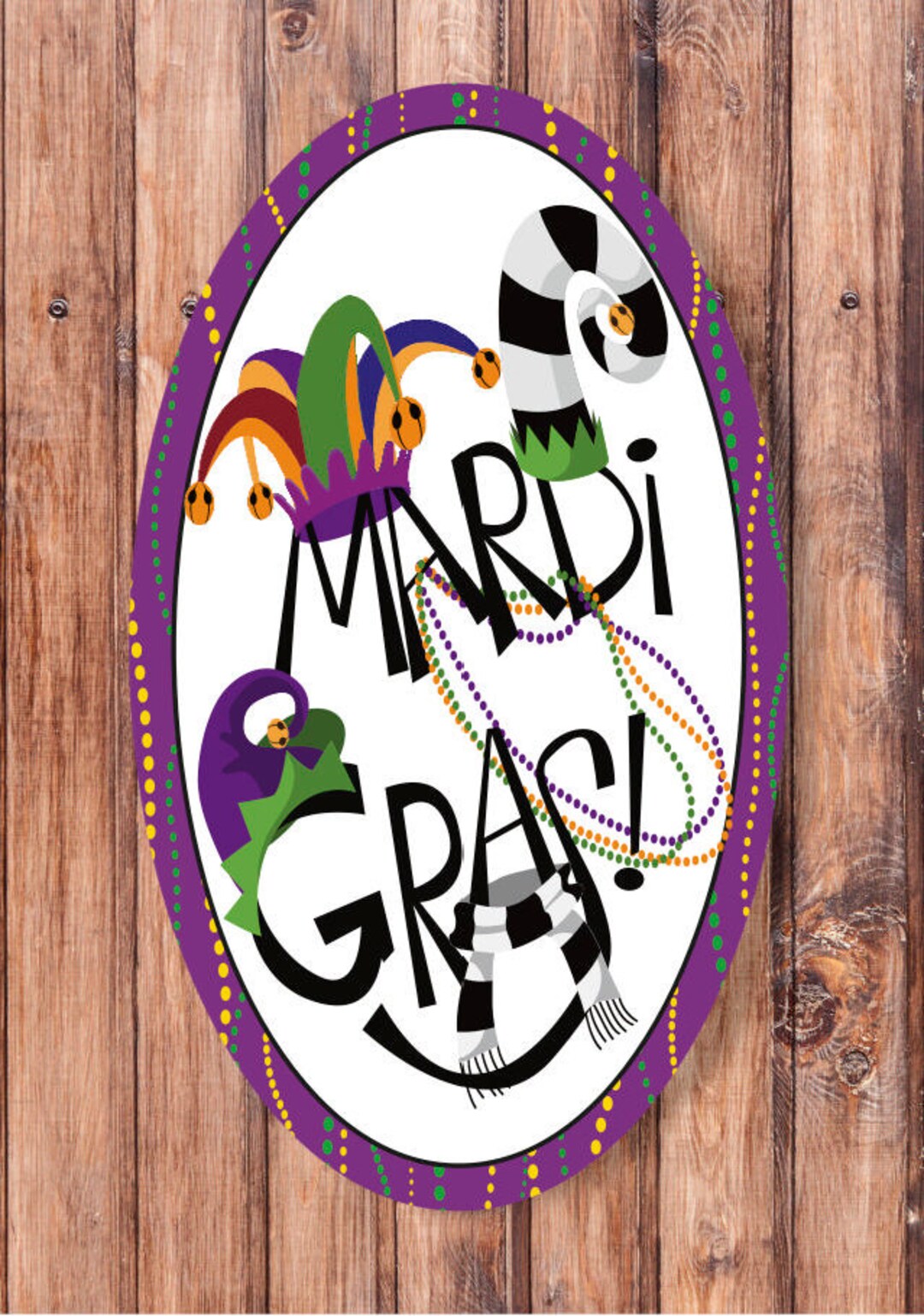 Mardi Gras Beads_oval Wreath Sign - Etsy