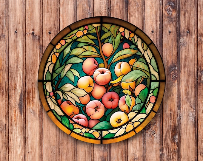 Stained Glass Peaches, Peach Window Hanging, Fruit Suncatcher - Etsy