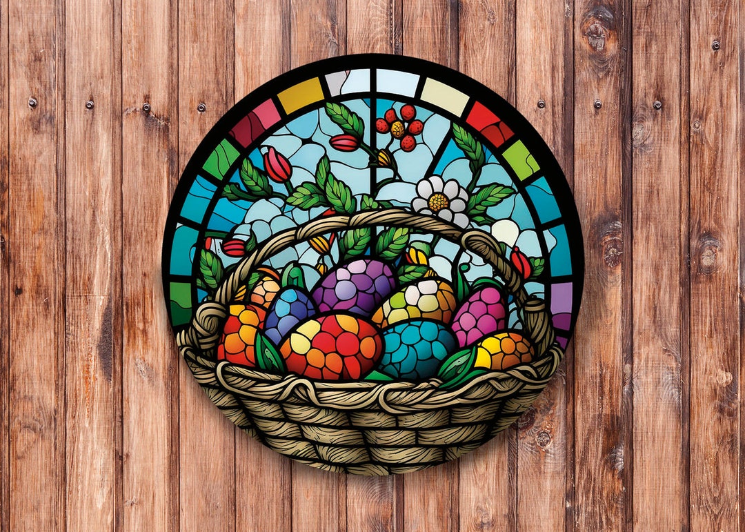 Faux Stained Glass Easter Basket Wreath Sign - Etsy
