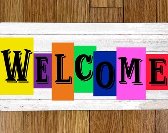 Red White and Blue Welcome _wreath Sign | Etsy