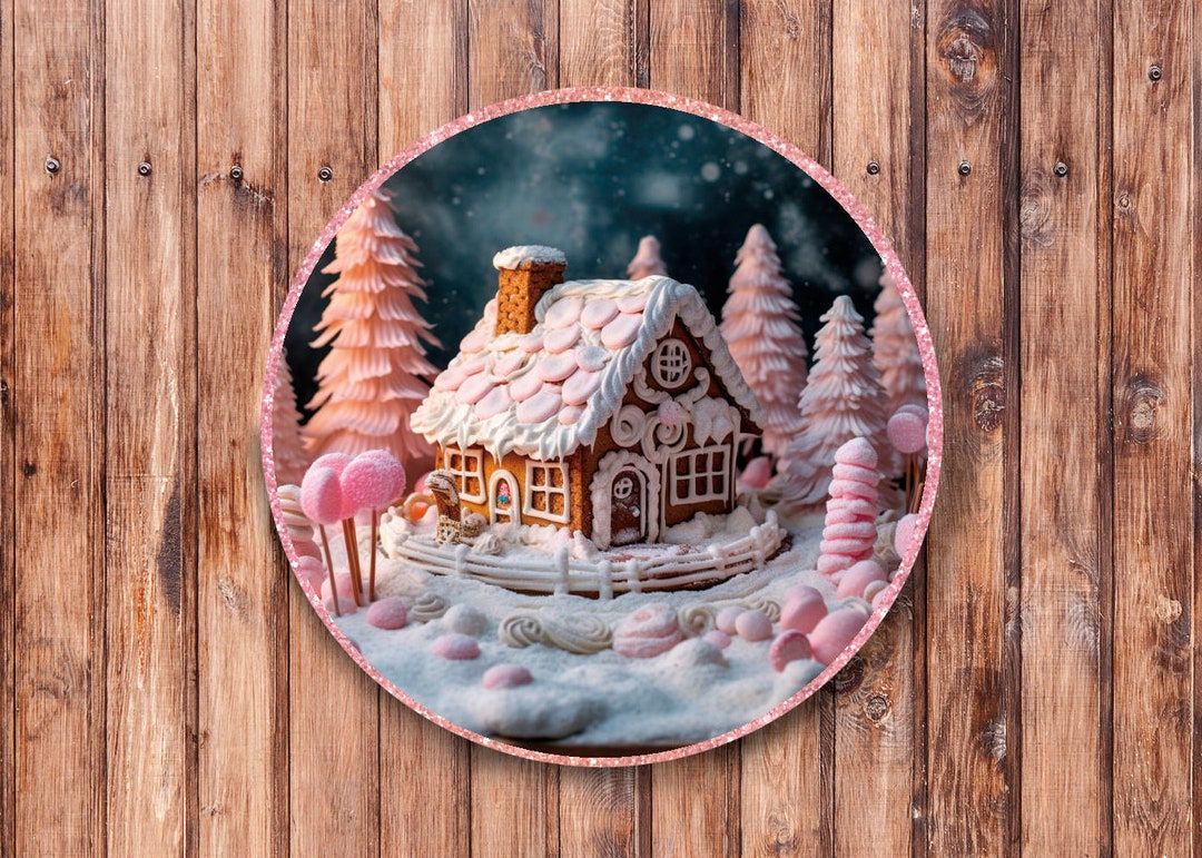 Pink Gingerbread House Wreath Sign - Etsy